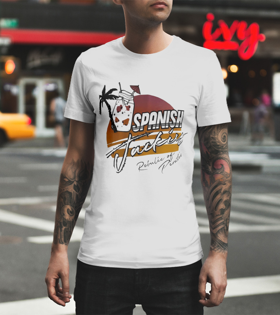 Spanish Jacking Republic Of Pirates Sunset Palm Tropical Drink T-Shirt