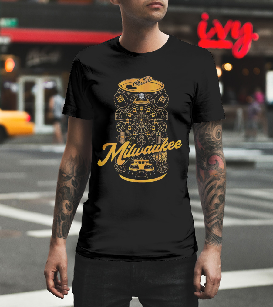 Milwaukee State Fair Park Ferris Wheel And Beer Can T-Shirt