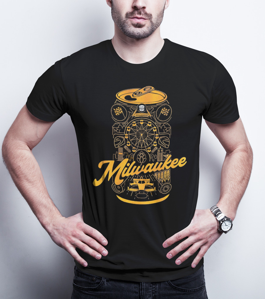 Milwaukee State Fair Park Ferris Wheel And Beer Can T-Shirt