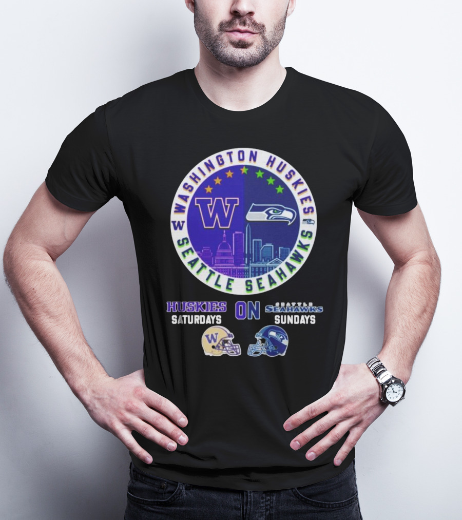 Washington Huskies Seattle Seahawks Huskies On Saturdays Seahawks On Sundays T-Shirt