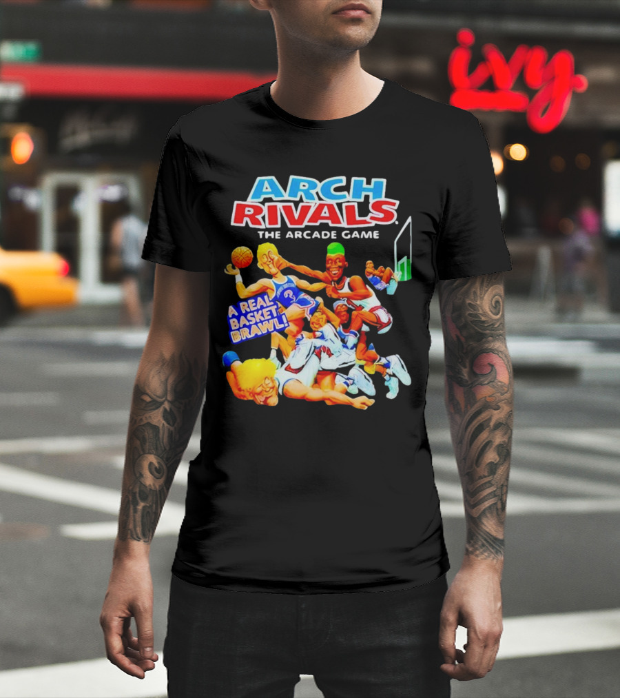 Arch Rivals Arcade Game A Real Basket Brawl Action Scene T-Shirt