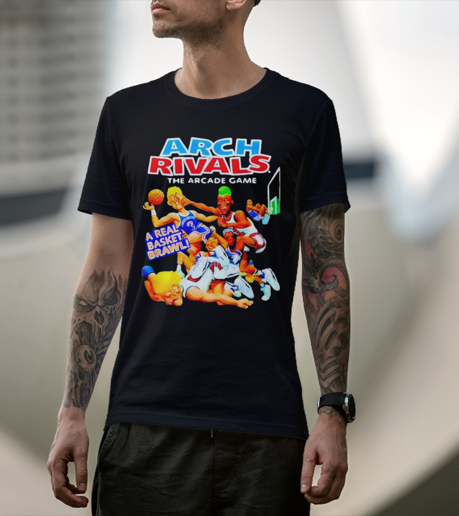 Arch Rivals Arcade Game A Real Basket Brawl Action Scene T-Shirt
