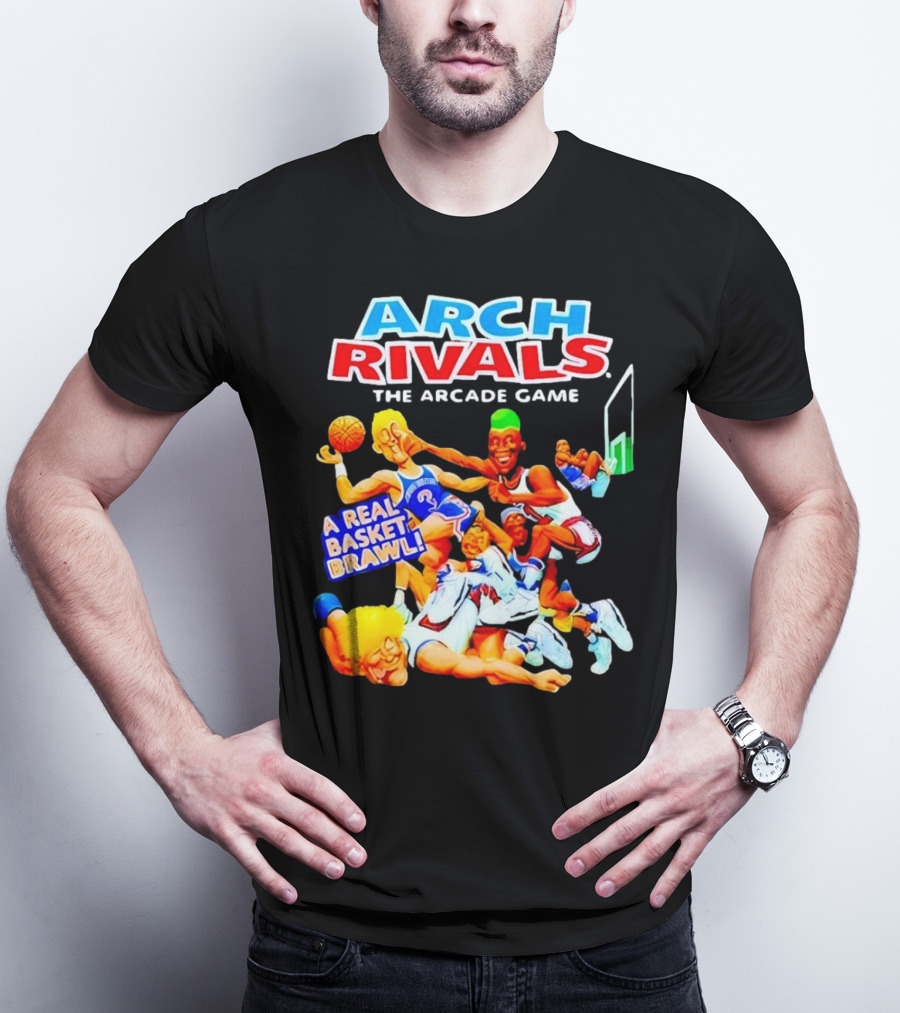 Arch Rivals Arcade Game A Real Basket Brawl Action Scene T-Shirt