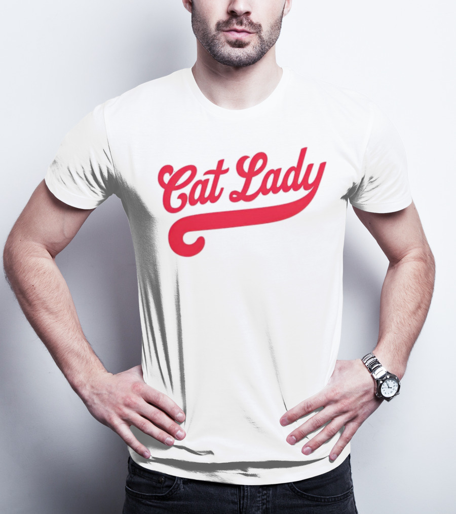 Cincinnati Reds Cat Lady Baseball Script Red T-Shirt