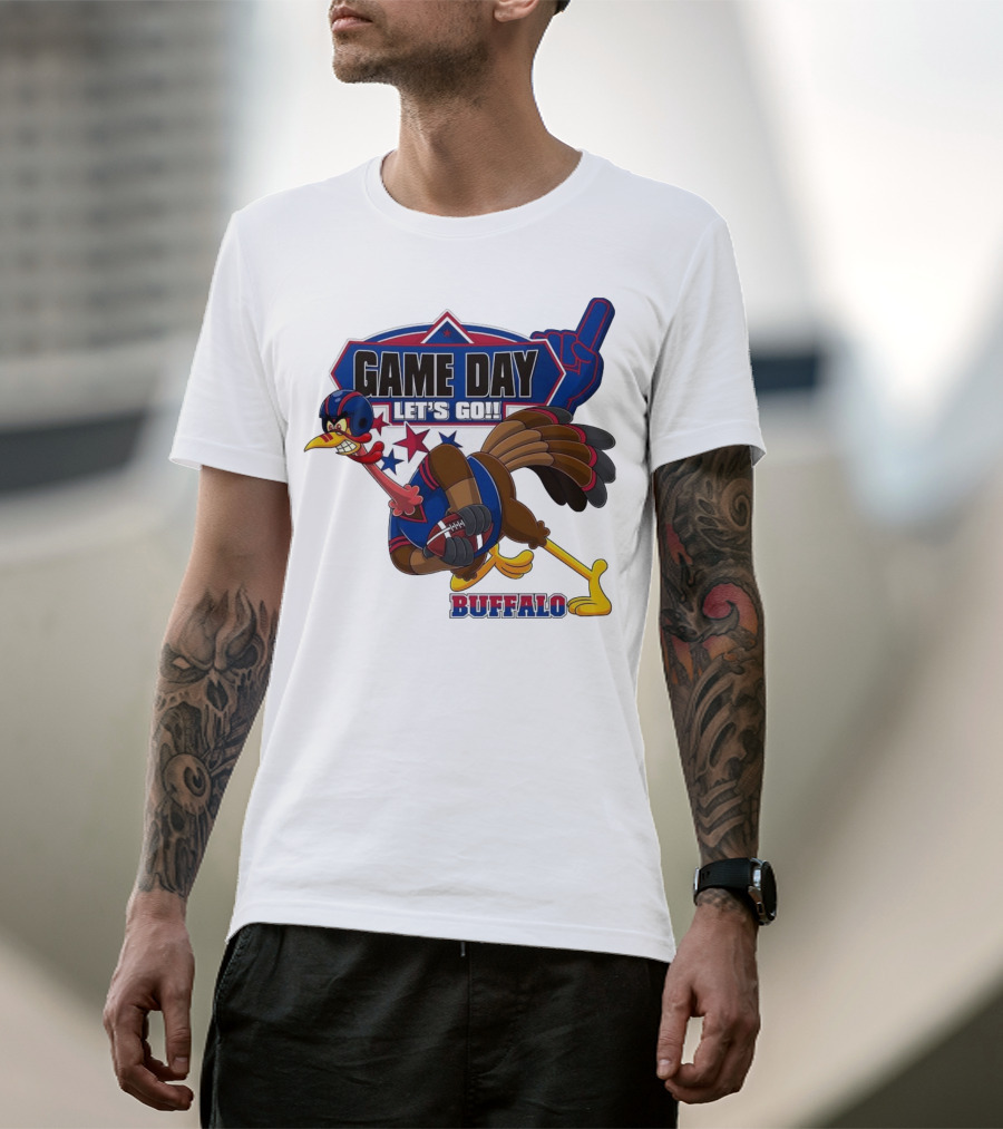 Game Day Let's Go Buffalo Football Turkey Mascot T-Shirt