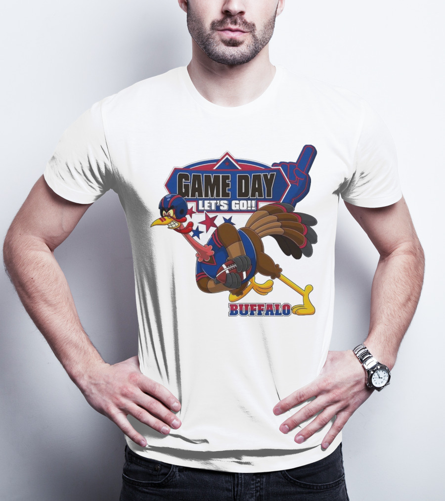 Game Day Let's Go Buffalo Football Turkey Mascot T-Shirt
