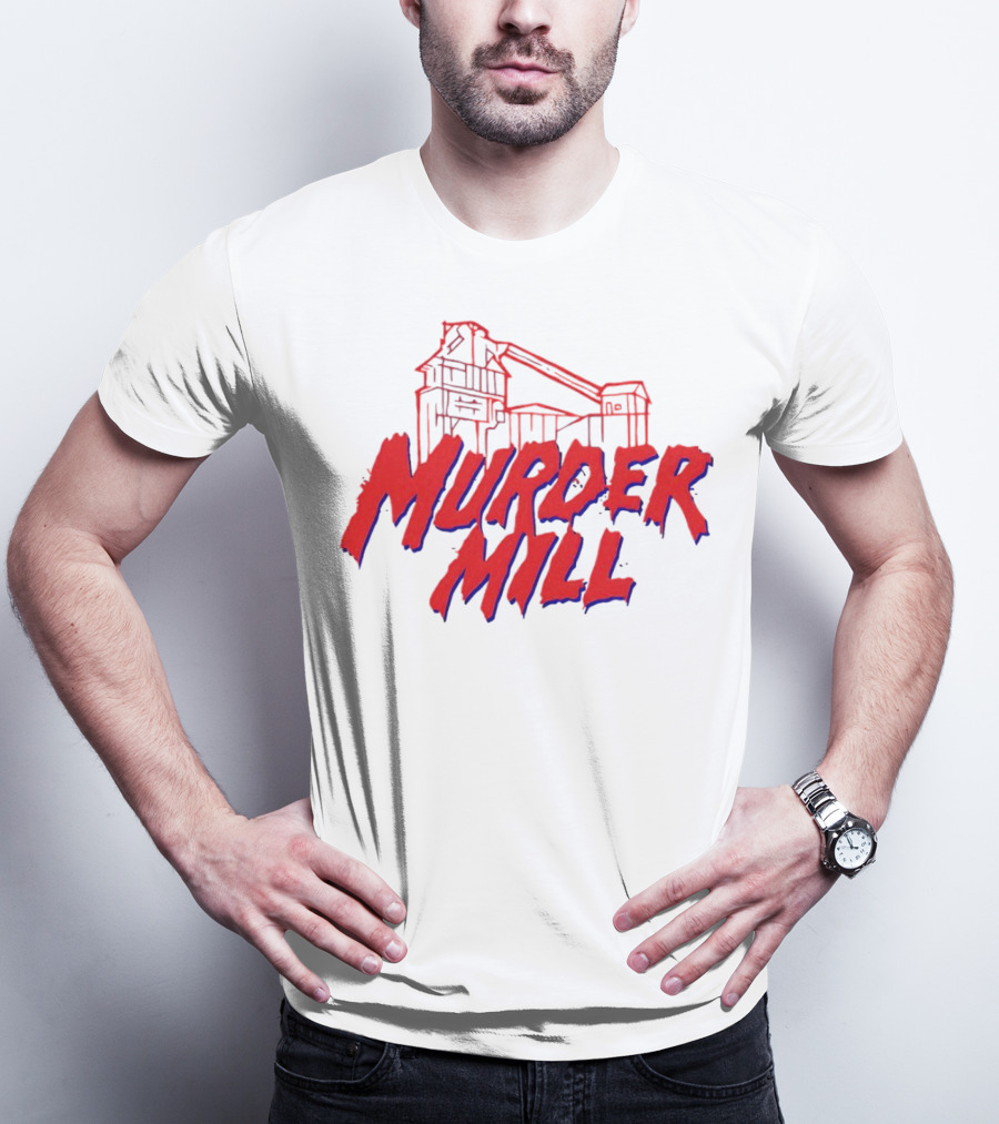 Murder Mill Haunted House Distressed Typography Iconic Building T-Shirt