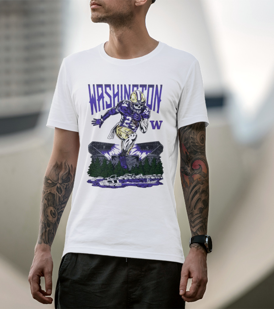 Washington Huskies Dawg Dash Immortal Football Stadium And Boats T-Shirt
