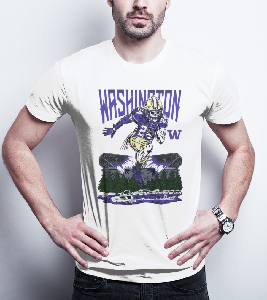 Washington Huskies Dawg Dash Immortal Football Stadium And Boats T-Shirt