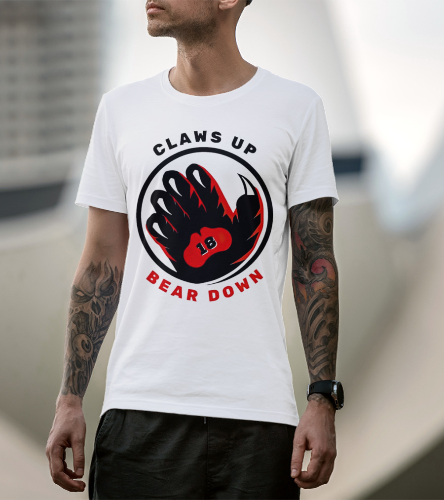Claws Up Bear Down 18 Caleb Williams Chicago Bears T-Shirt
