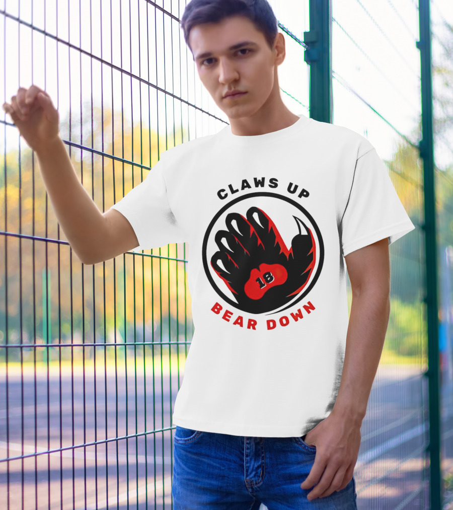 Claws Up Bear Down 18 Caleb Williams Chicago Bears T-Shirt