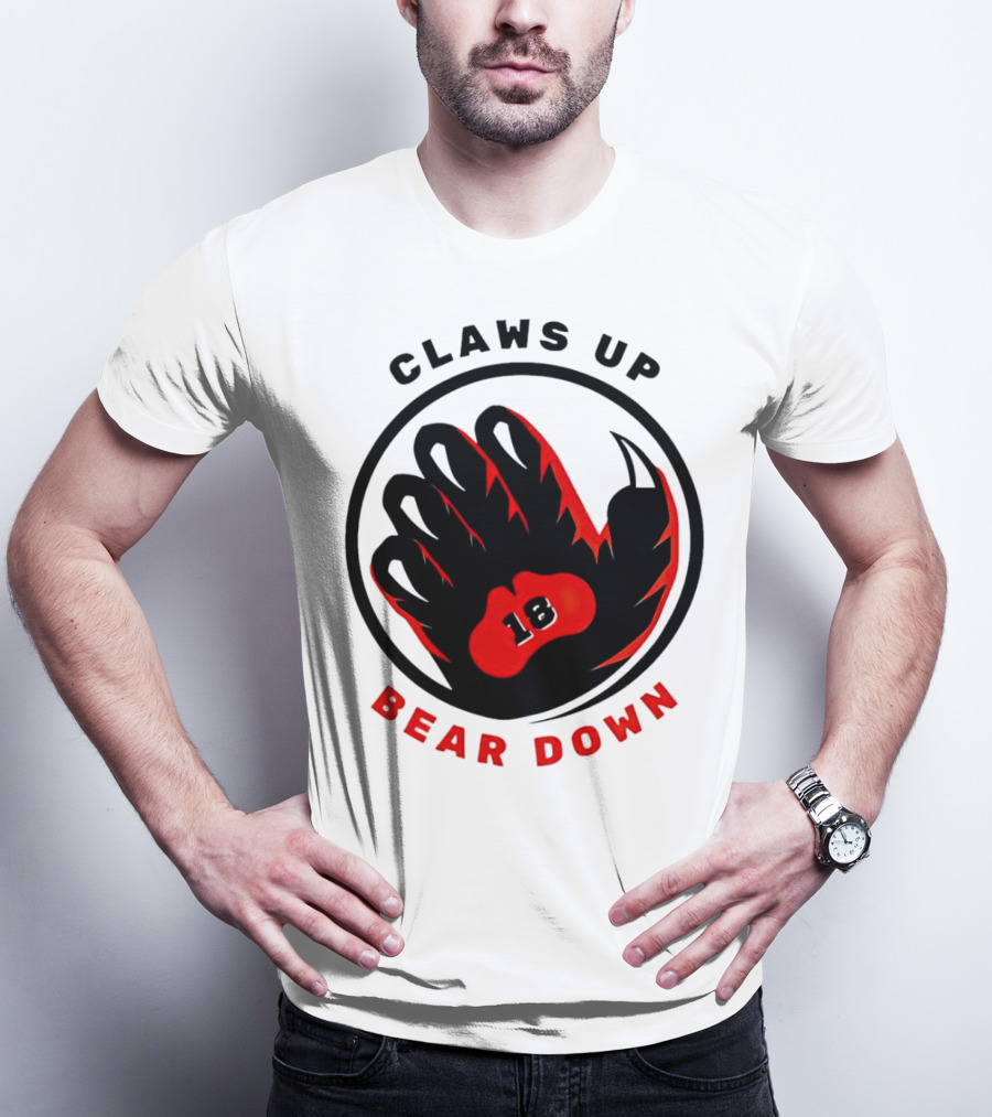 Claws Up Bear Down 18 Caleb Williams Chicago Bears T-Shirt