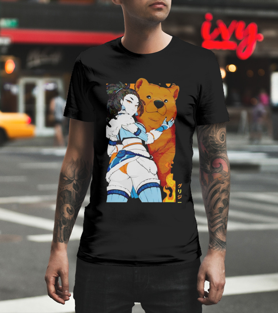 Grizzy X Gsupps Waifu Collab Anime Bear Fire T-Shirt