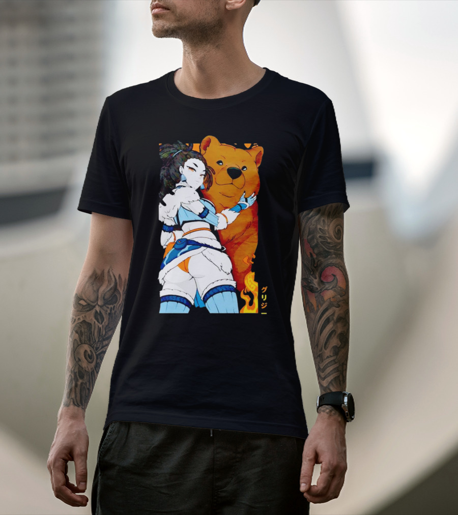 Grizzy X Gsupps Waifu Collab Anime Bear Fire T-Shirt