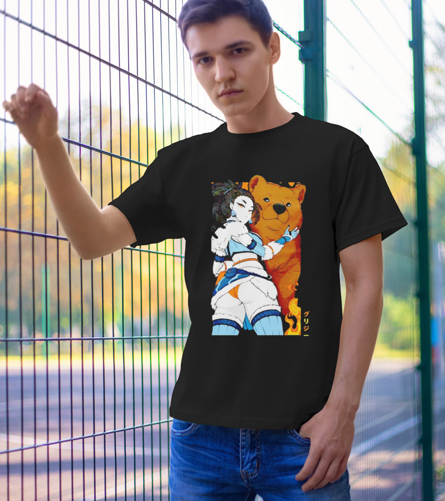 Grizzy X Gsupps Waifu Collab Anime Bear Fire T-Shirt