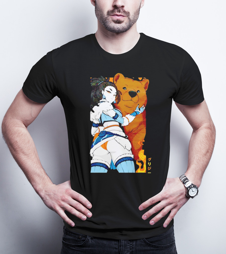 Grizzy X Gsupps Waifu Collab Anime Bear Fire T-Shirt