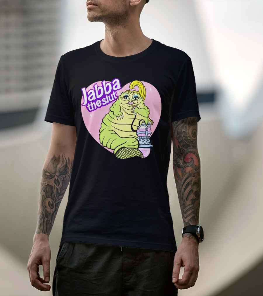 Jabba The Slut Parody Pink Heart Background T-Shirt