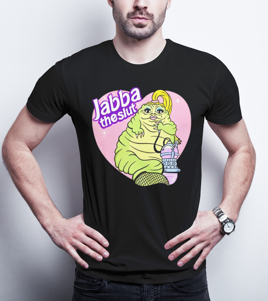 Jabba The Slut Parody Pink Heart Background T-Shirt