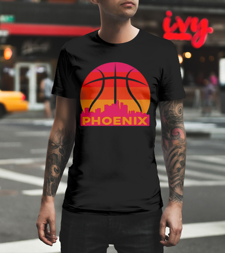 Phoenix Suns Sunset Basketball Skyline T-Shirt