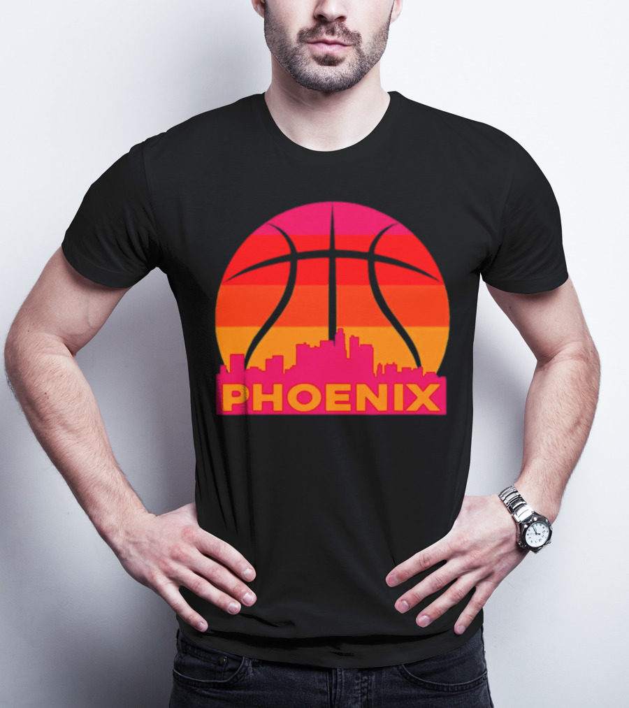Phoenix Suns Sunset Basketball Skyline T-Shirt