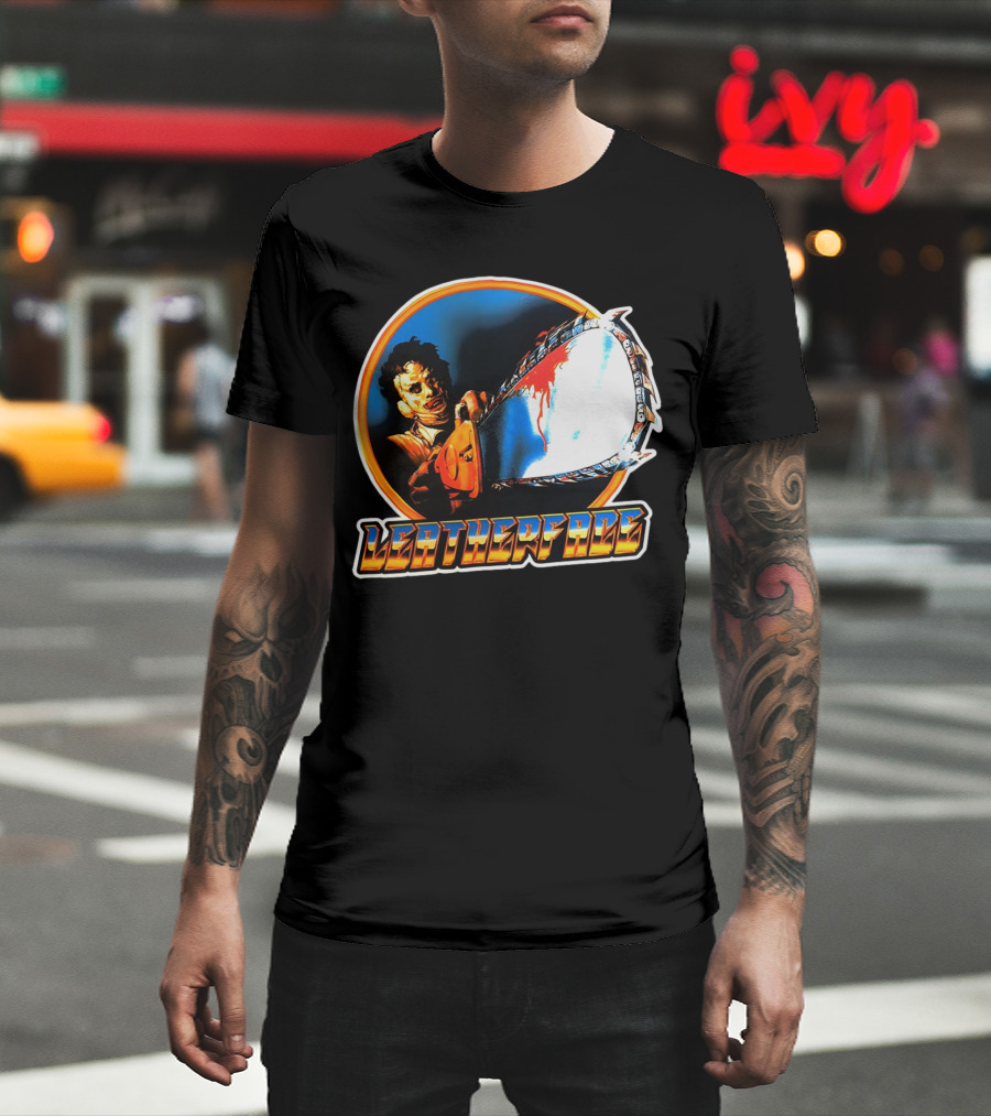 Texas Chainsaw Massacre Leatherface Vintage Horror Chrome Chainsaw T-Shirt
