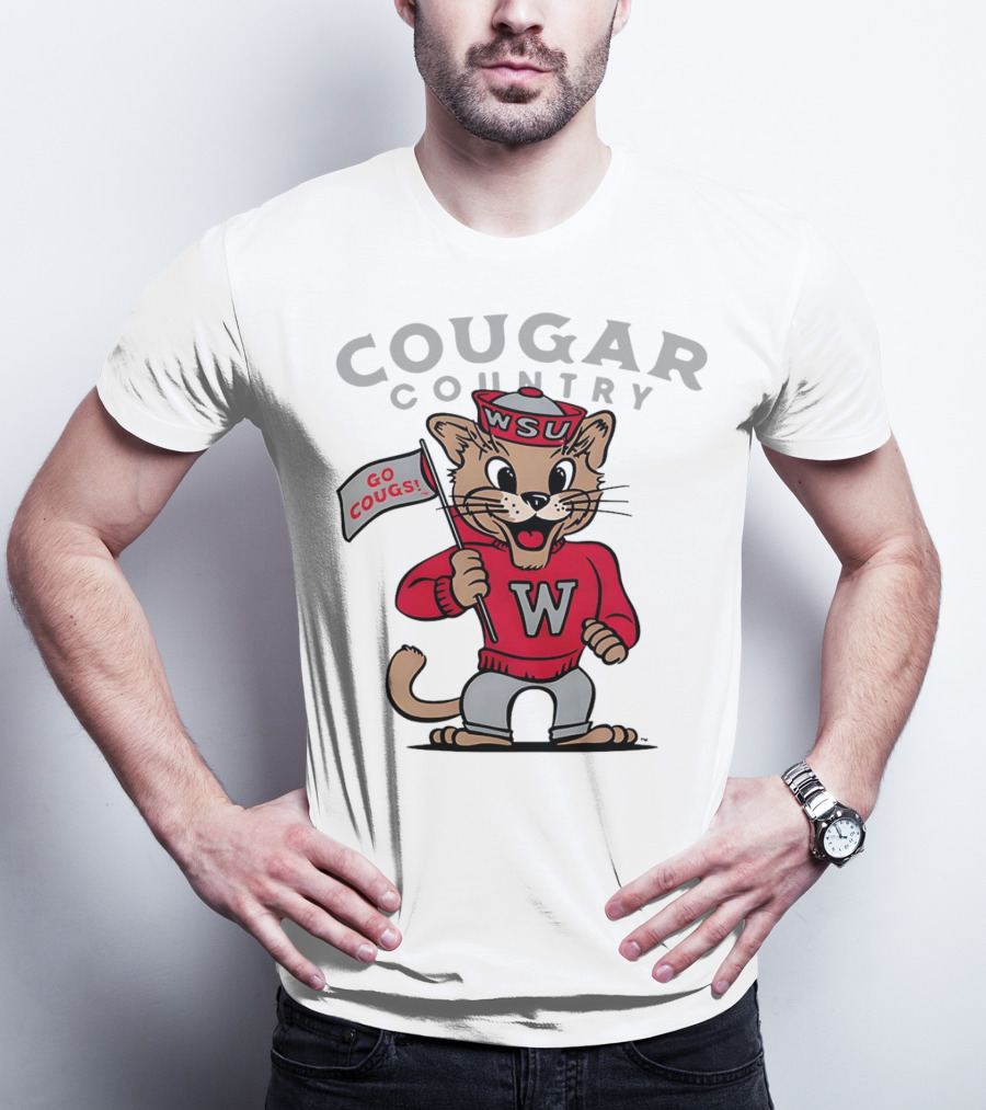 WSU Cougar Football Cougar Country Go Cougs Mascot T-Shirt