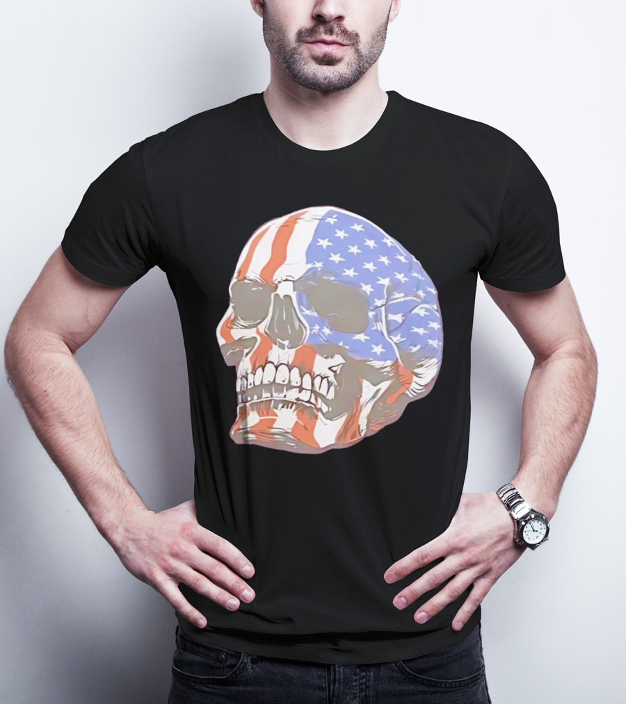 Skull With American Flag T-Shirt