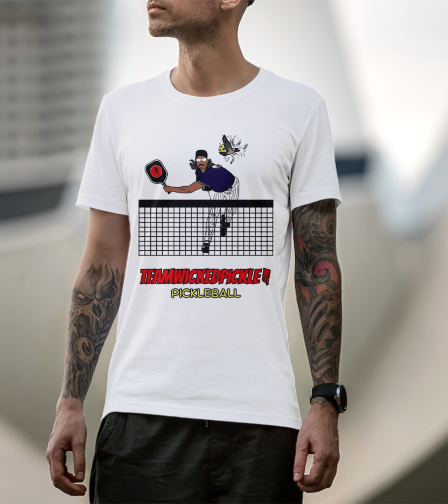 TEAMWICKEDPICKLE.COM Pickleball Player Action Scene T-Shirt