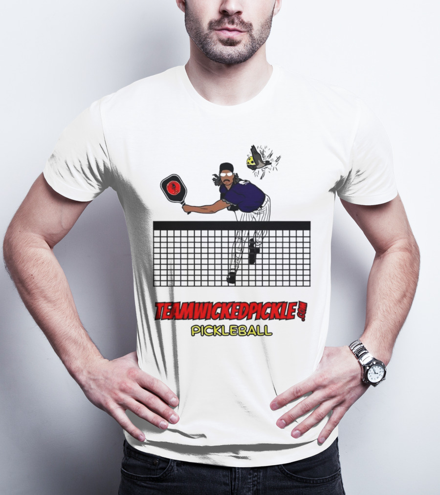 TEAMWICKEDPICKLE.COM Pickleball Player Action Scene T-Shirt
