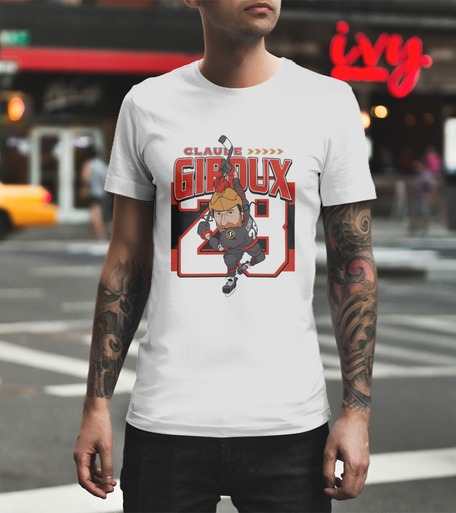 Claude Giroux Ottawa Senators Hockey Caricature Number 28 T-Shirt