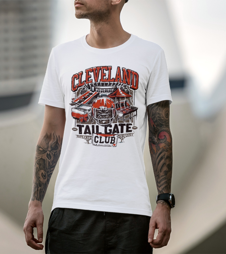 Cleveland Browns Tailgate Club Stadium Cornhole Helmet Grill T-Shirt