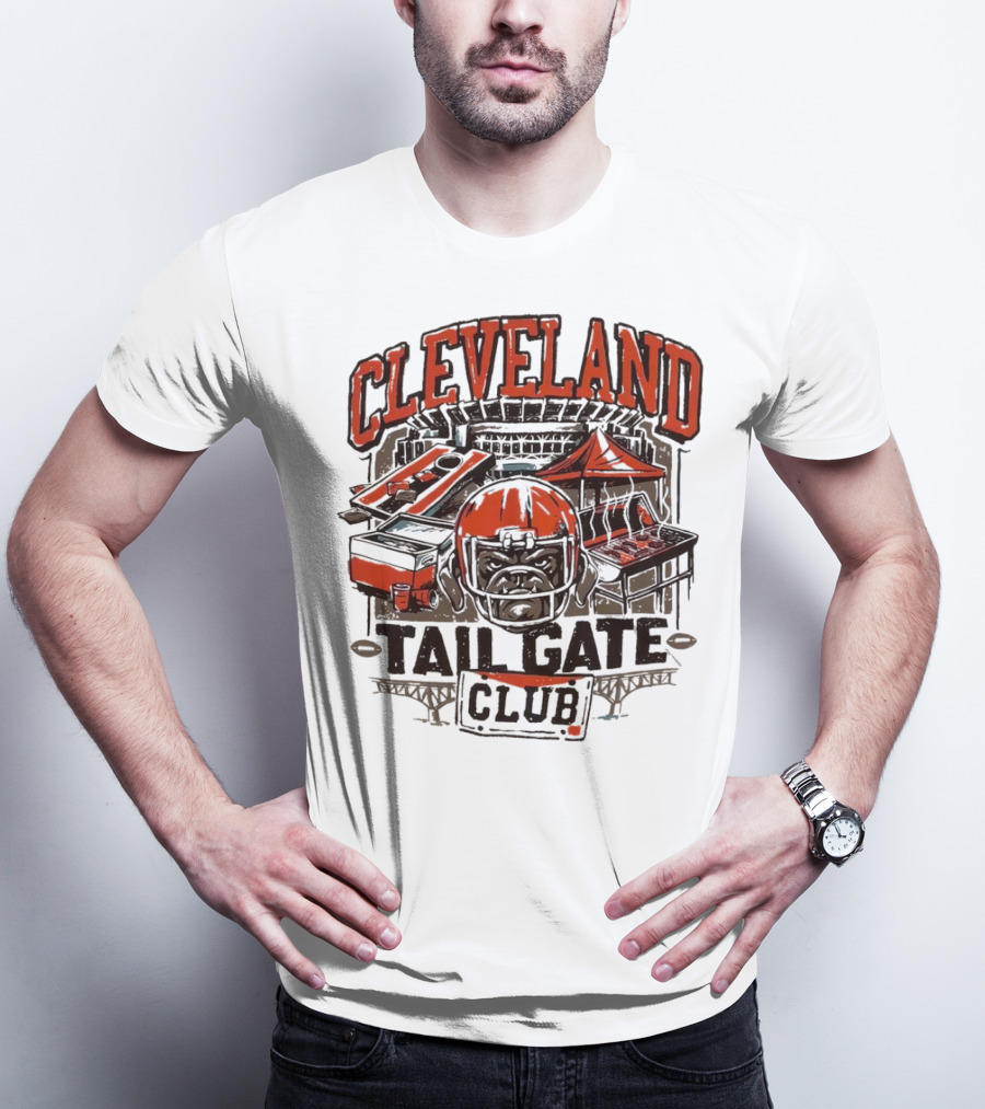 Cleveland Browns Tailgate Club Stadium Cornhole Helmet Grill T-Shirt