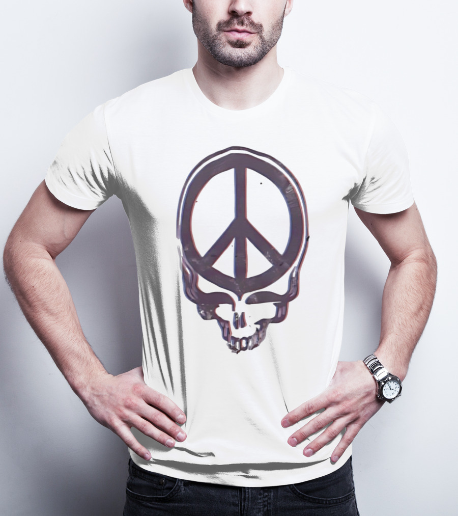 Peace Symbol Within Grateful Dead Skull T-Shirt
