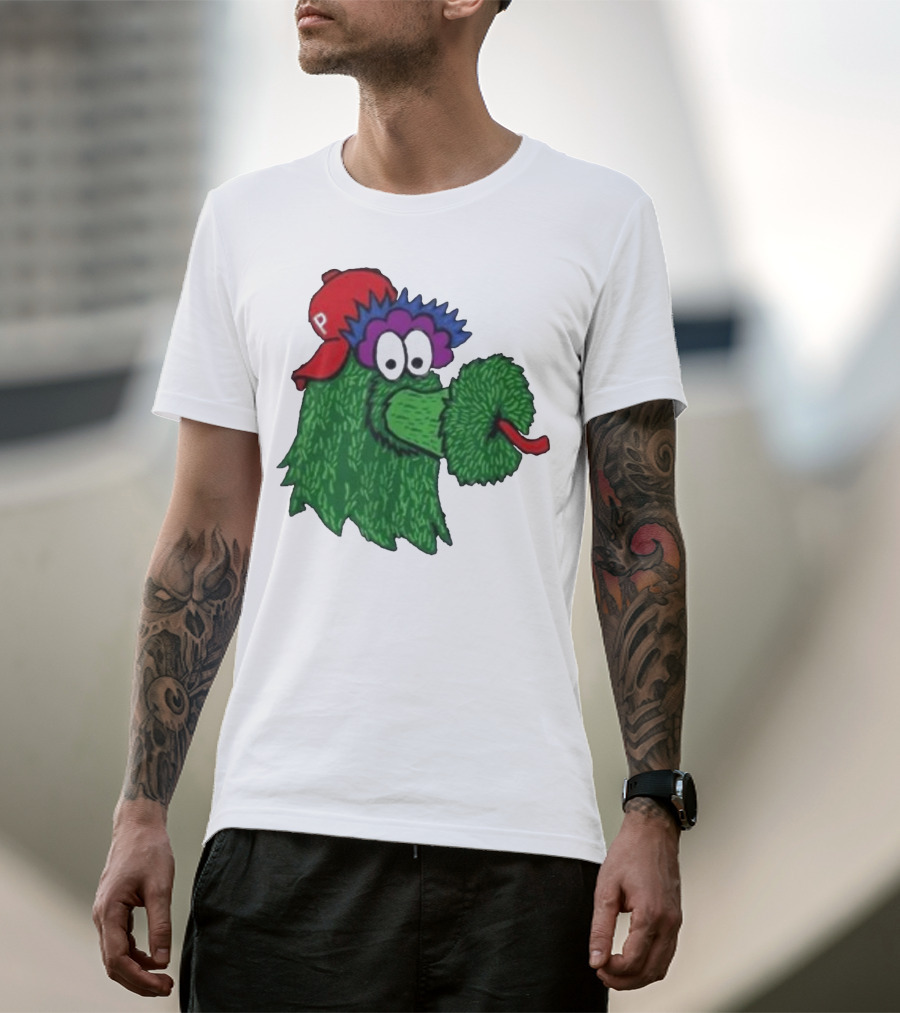 Phillie Phanatic Mascot Philadelphia Phillies Green Creature Red Cap T-Shirt