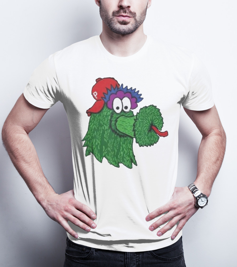 Phillie Phanatic Mascot Philadelphia Phillies Green Creature Red Cap T-Shirt