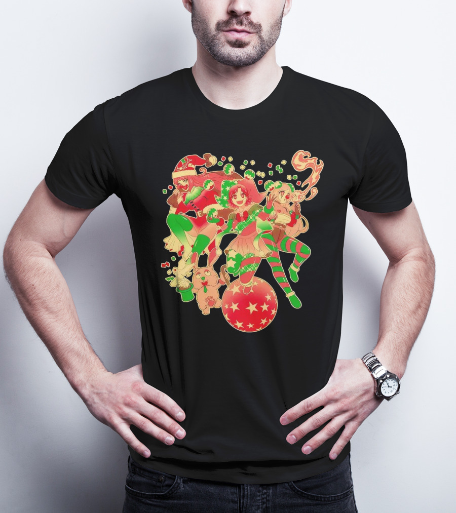 Merry Clownmas Coinbox Festive Characters With Snowflakes And Candy Canes T-Shirt