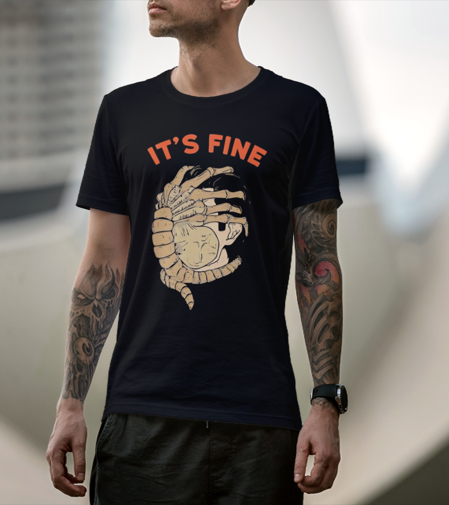 It's Fine Facehugger Skeleton T-Shirt