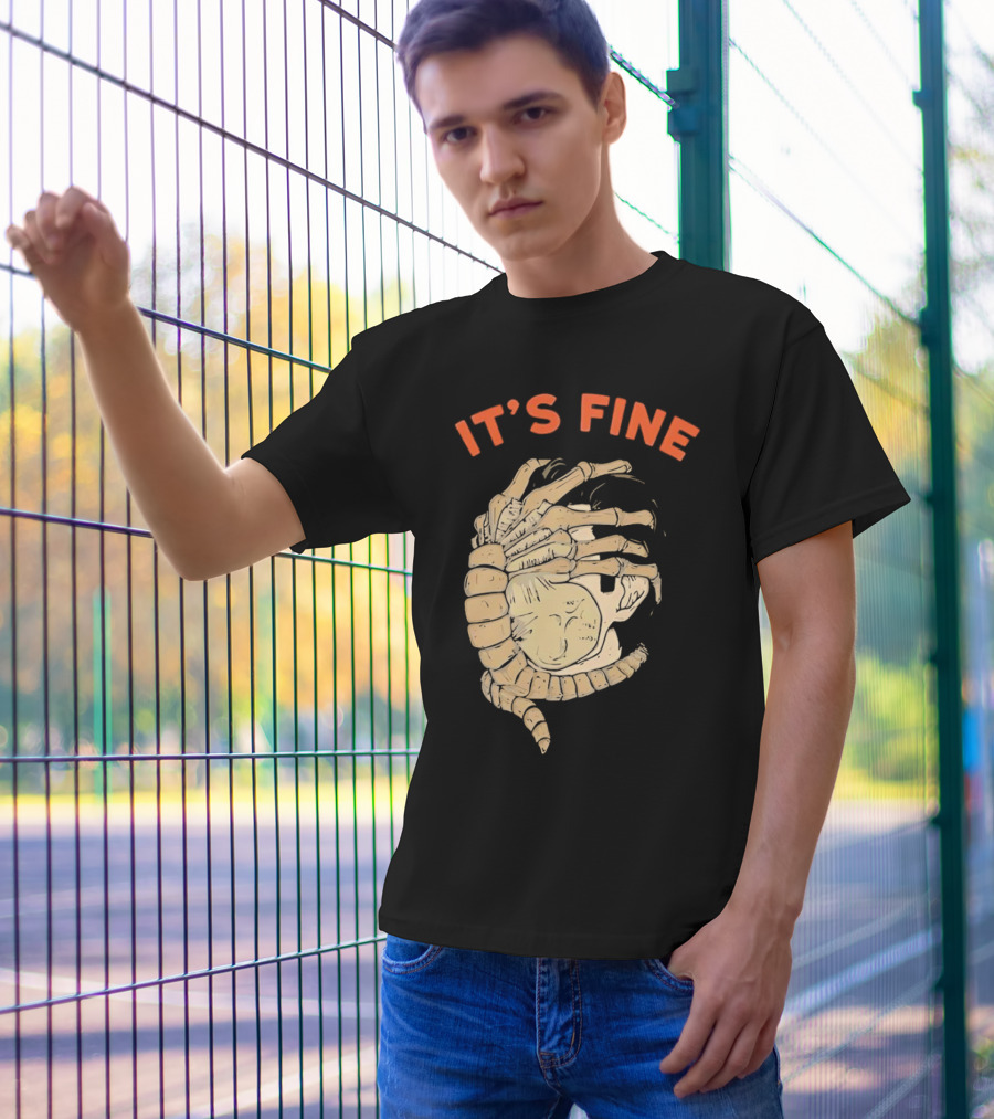 It's Fine Facehugger Skeleton T-Shirt