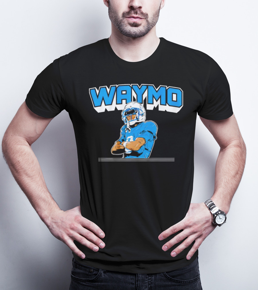 Waymo Football Player With Blue Jersey And Helmet T-Shirt