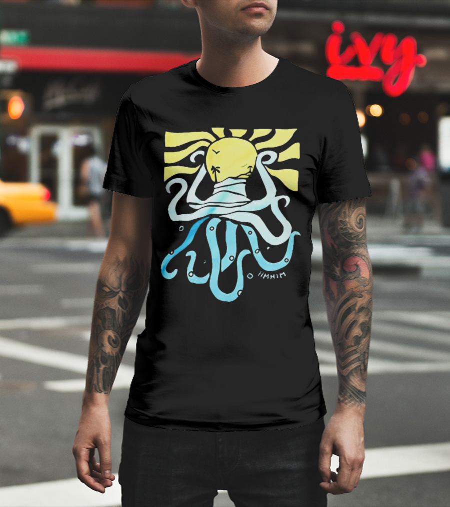 Mark Hoppus Octopus Sun Wave Palm Ocean Scene T-Shirt