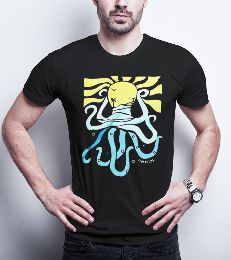 Mark Hoppus Octopus Sun Wave Palm Ocean Scene T-Shirt