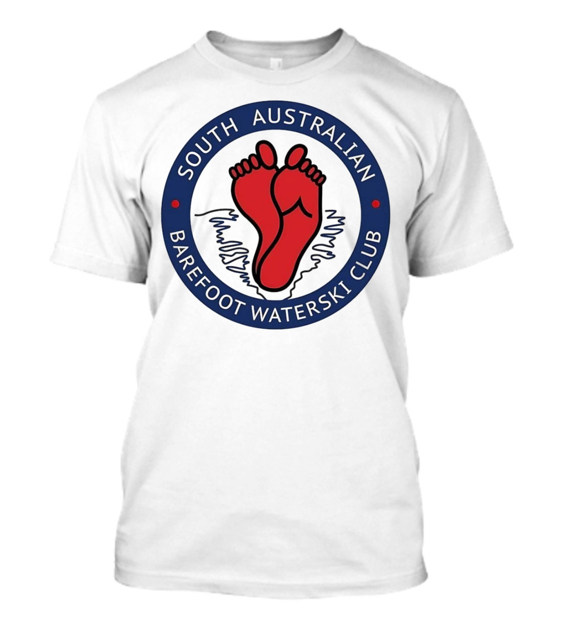 South Australian Barefoot Waterski Club Red Feet Logo Emblem T-Shirt