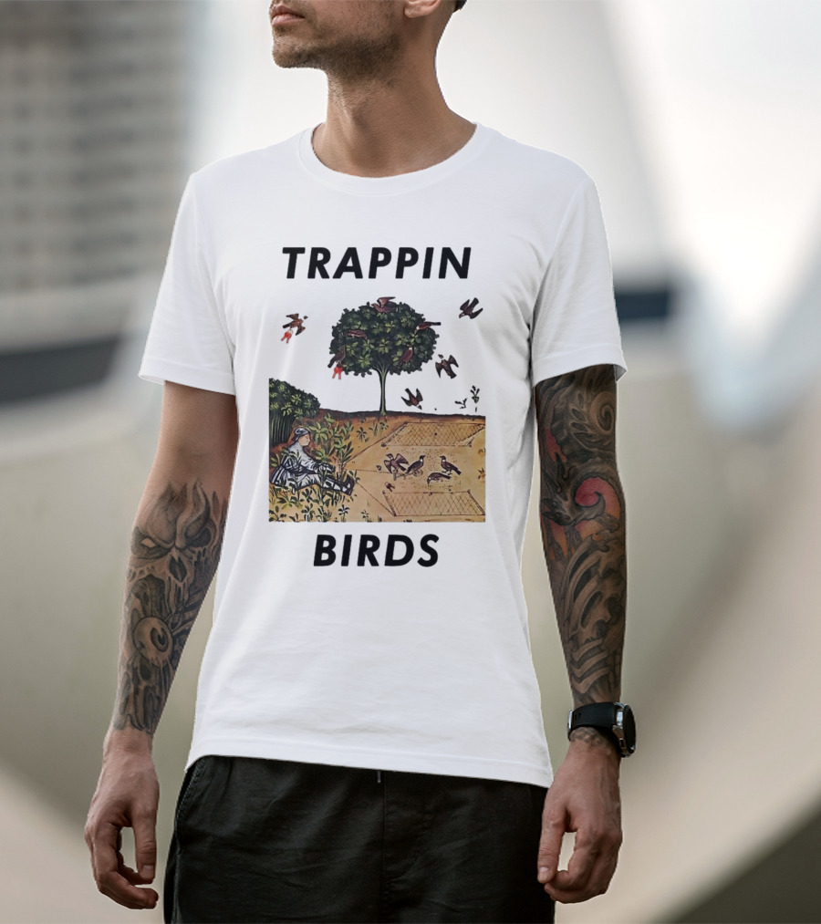 Trappin Birds Retro Medieval Hunting Scene T-Shirt