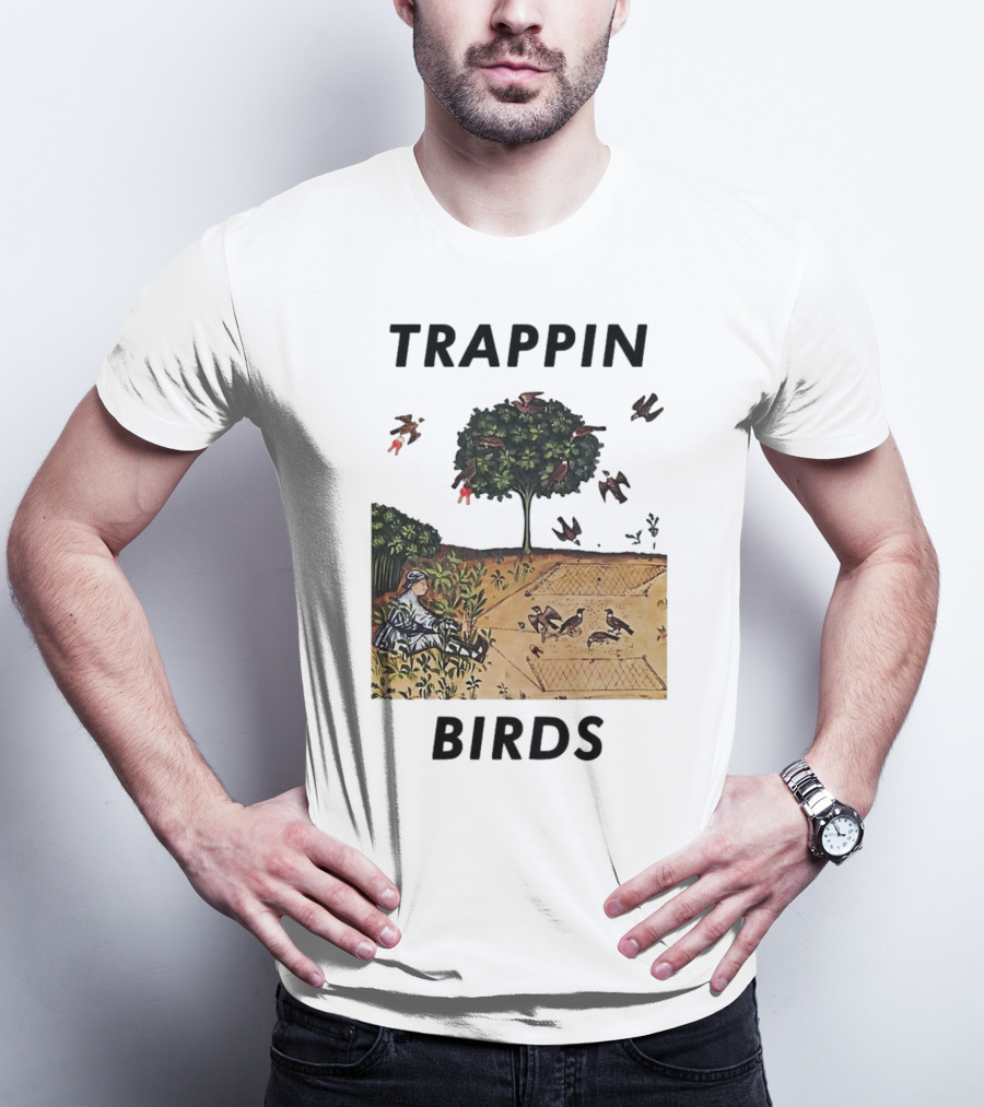 Trappin Birds Retro Medieval Hunting Scene T-Shirt