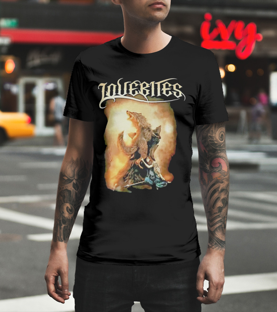 LOVEBITES Wolf Warrior Art With Knight And Sword T-Shirt