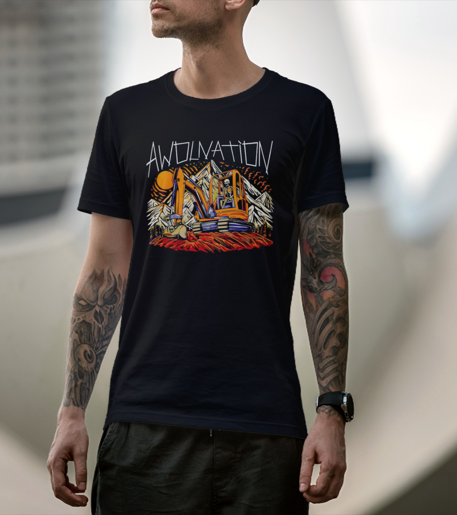 AWOLNATION Skeleton Excavator Mountains T-Shirt