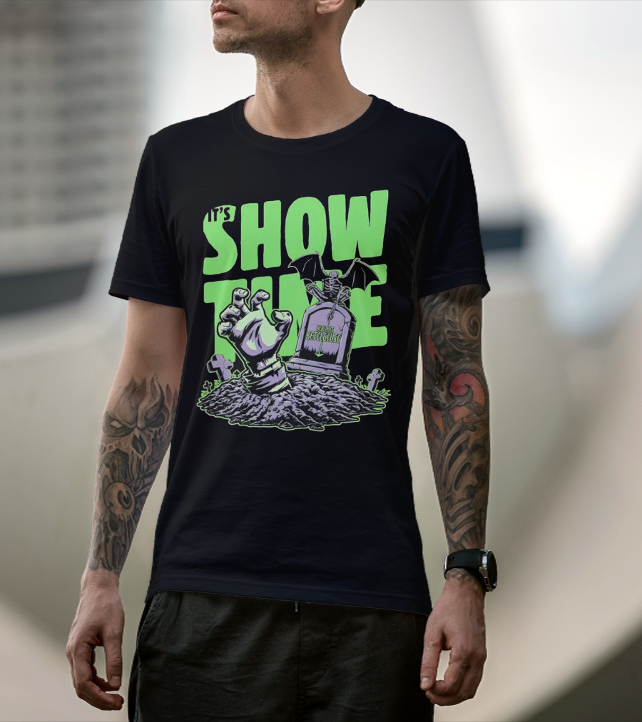 It's Showtime Here Lies Betelgeuse With Skeleton And Tombstone T-Shirt