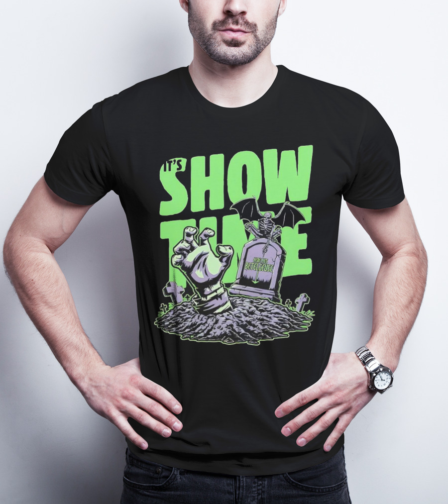 It's Showtime Here Lies Betelgeuse With Skeleton And Tombstone T-Shirt
