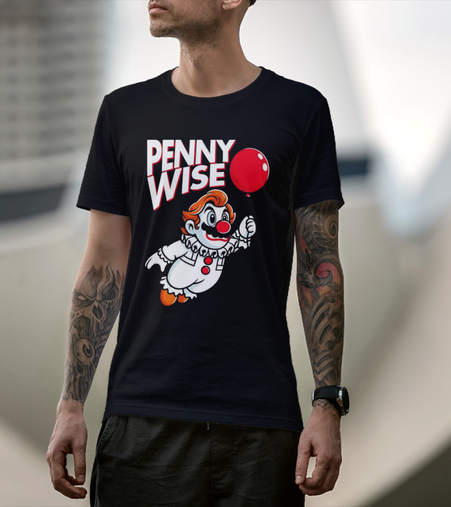 Pennywise Mario Mashup With Red Balloon T-Shirt
