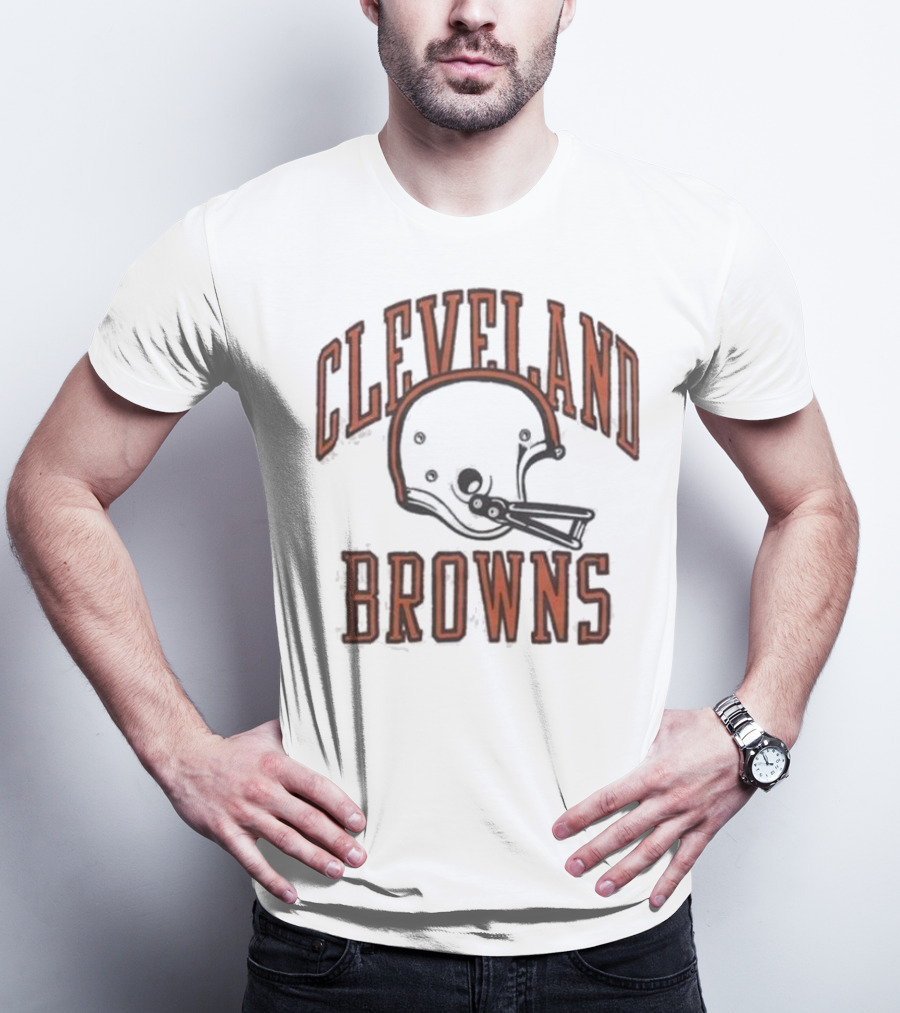Cleveland Browns Helmet Icon White Black T-Shirt